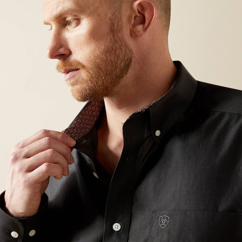 Men's Ariat Wrinkle Free Solid Pinpoint Oxford Classic Fit Button Down ...