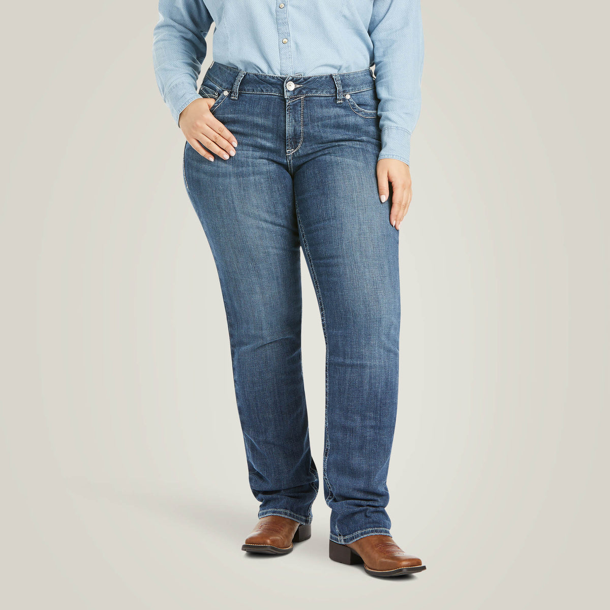 Women's Ariat R.E.A.L. Mid Rise Arrow Gianna Straight Jean #10034655X ...