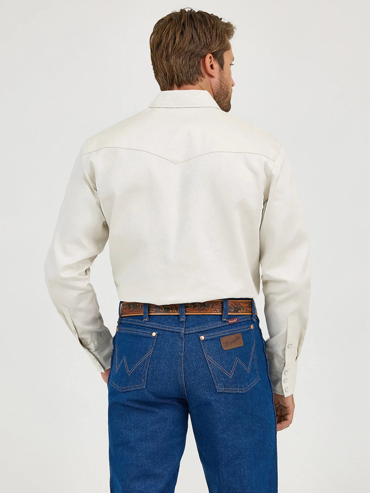 Men's Wrangler Cowboy Cut Firm Finish Twill Snap Front Work Shirt #MS7 ...